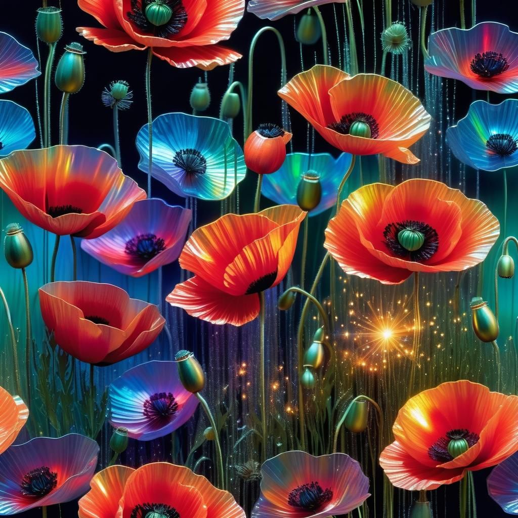 Holographic Poppies - AI Generated Artwork - NightCafe Creator