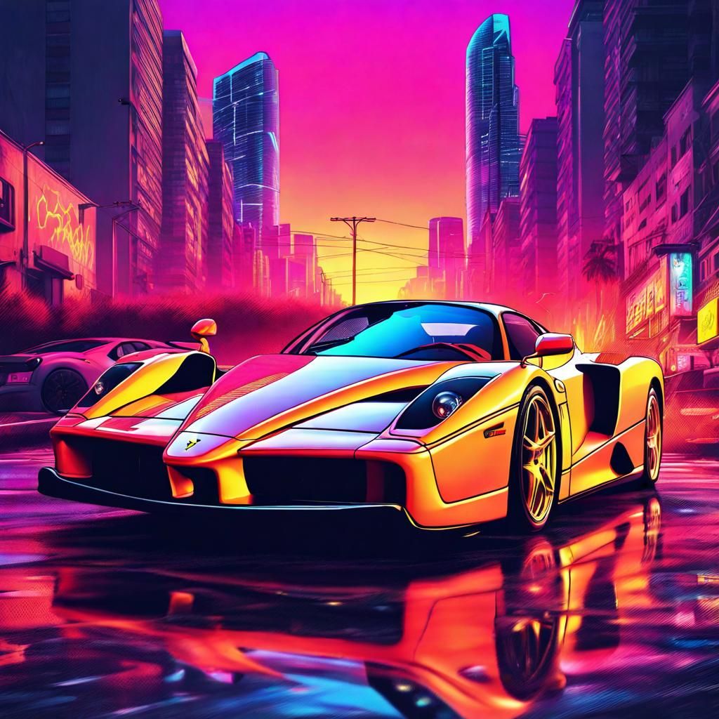 Vice City - Ferrari Enzo - AI Generated Artwork - NightCafe Creator