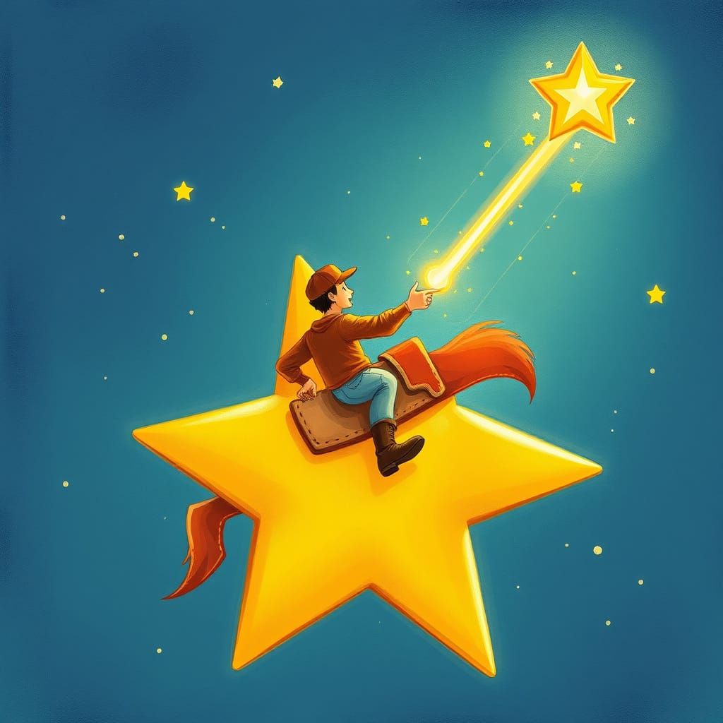 Riding a shooting star. - Cosmic Rider Soars Through the Gal...