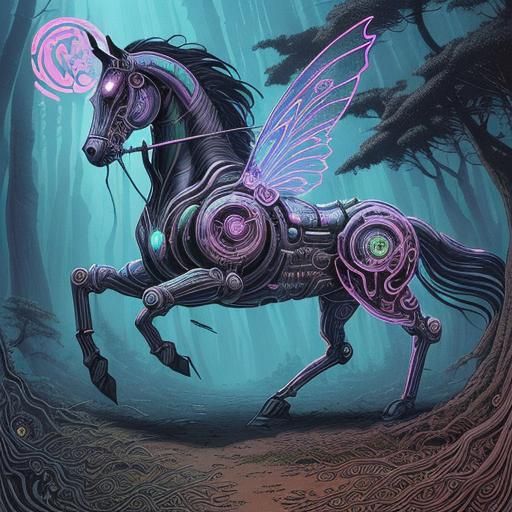 fairy cyborg horse - AI Generated Artwork - NightCafe Creator