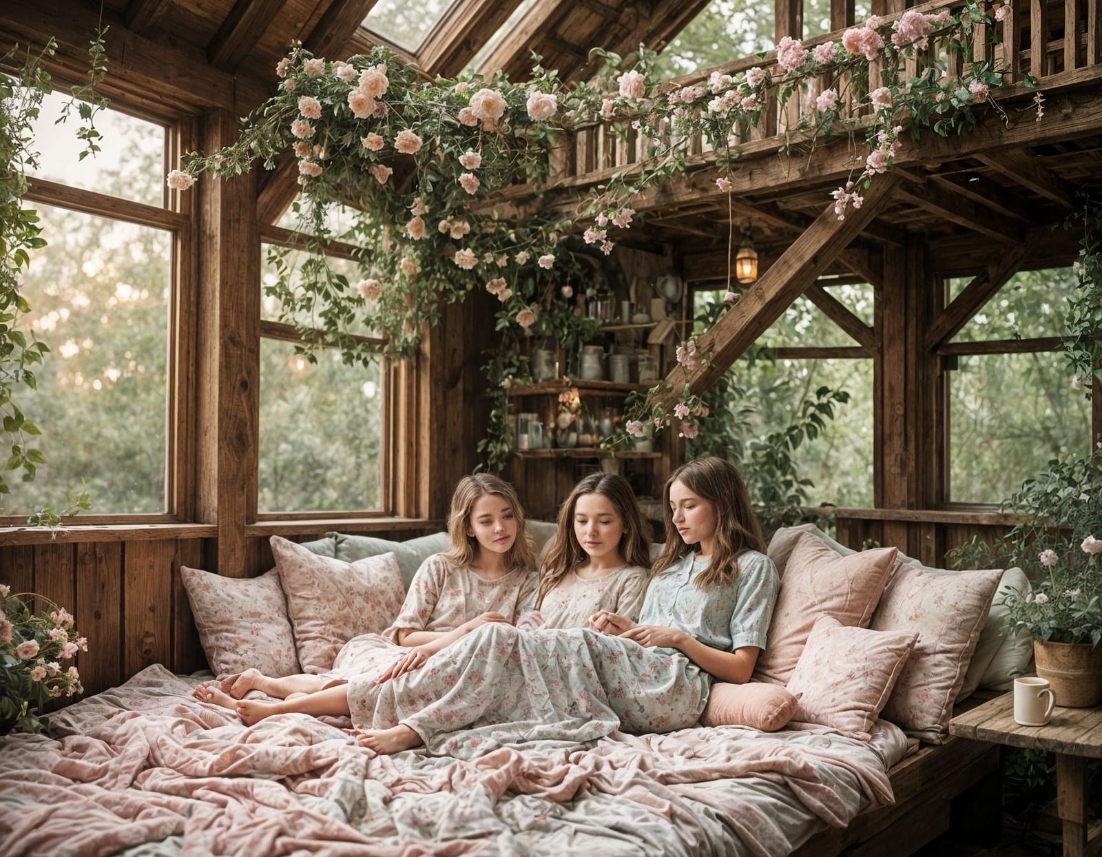 in our tree house - Cozy Treehouse Oasis for Three Sweet Gir...
