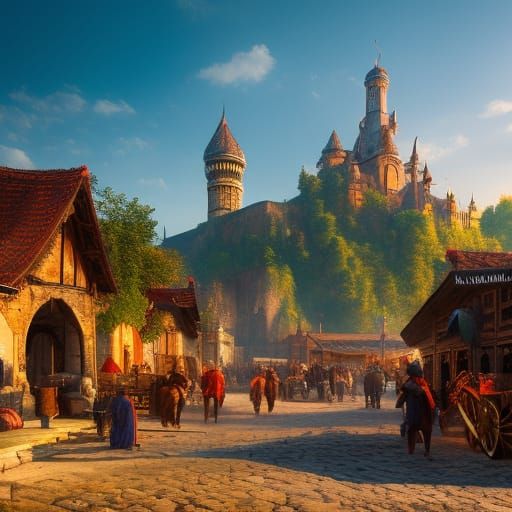 Medieval Market - AI Generated Artwork - NightCafe Creator
