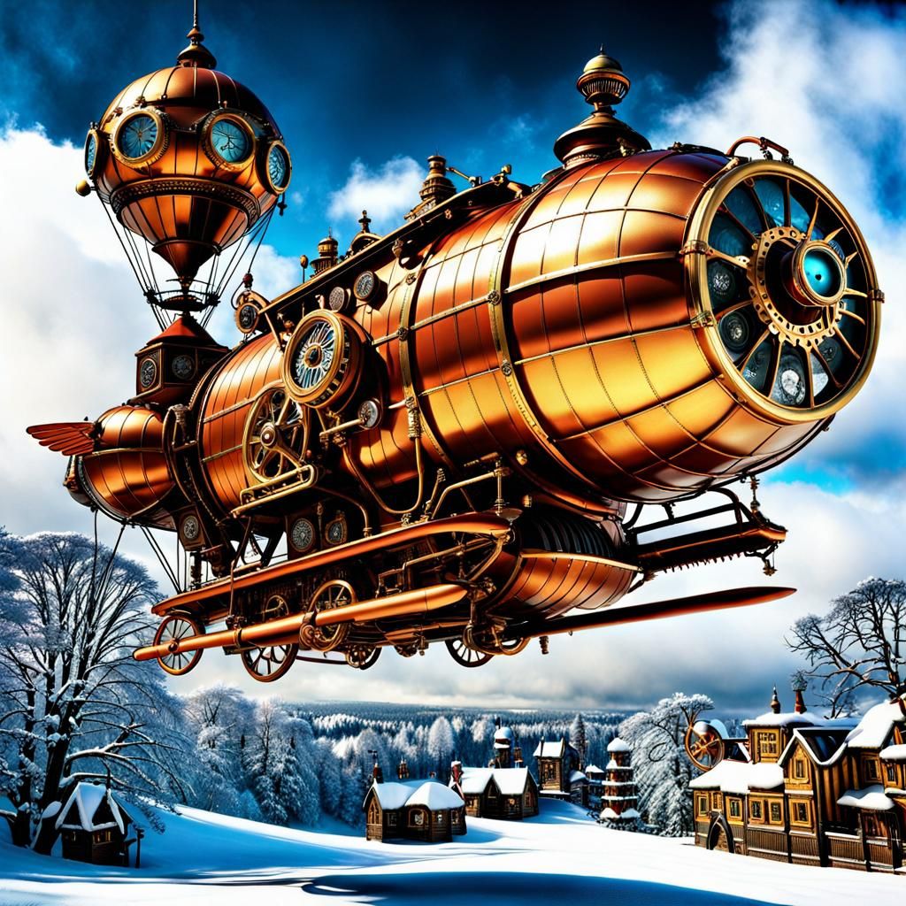 steampunk winter wonderland - AI Generated Artwork - NightCafe Creator