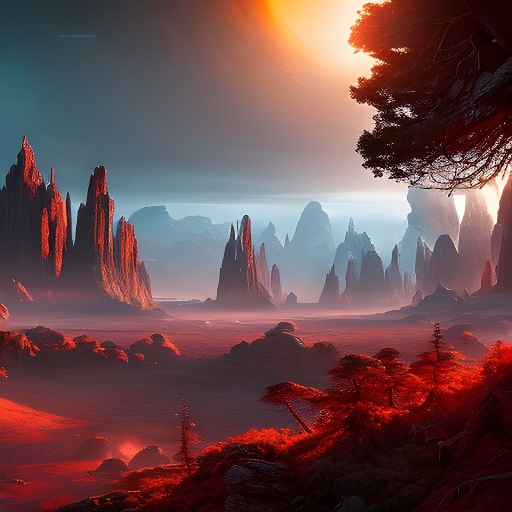Red Exoplanet Landscape - AI Generated Artwork - NightCafe Creator