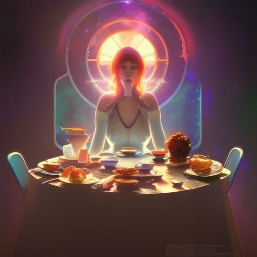 cosmic breakfast, 8k resolution concept art portrait by Greg Rutkowski, Artgerm, WLOP, Alphonse ...
