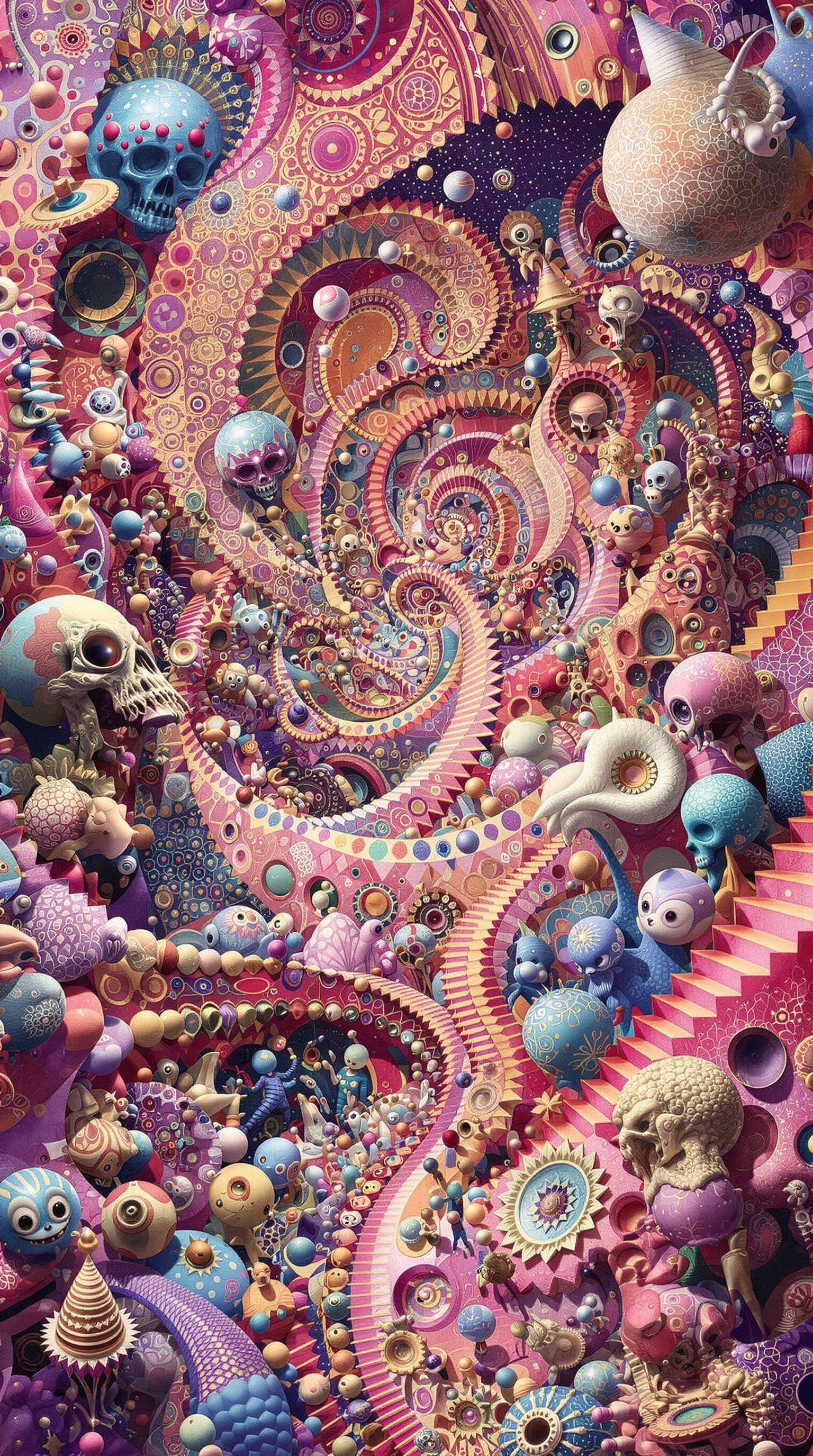 Surreal Psychedelic 3D Toroidal Mandelbrotscape - AI Art