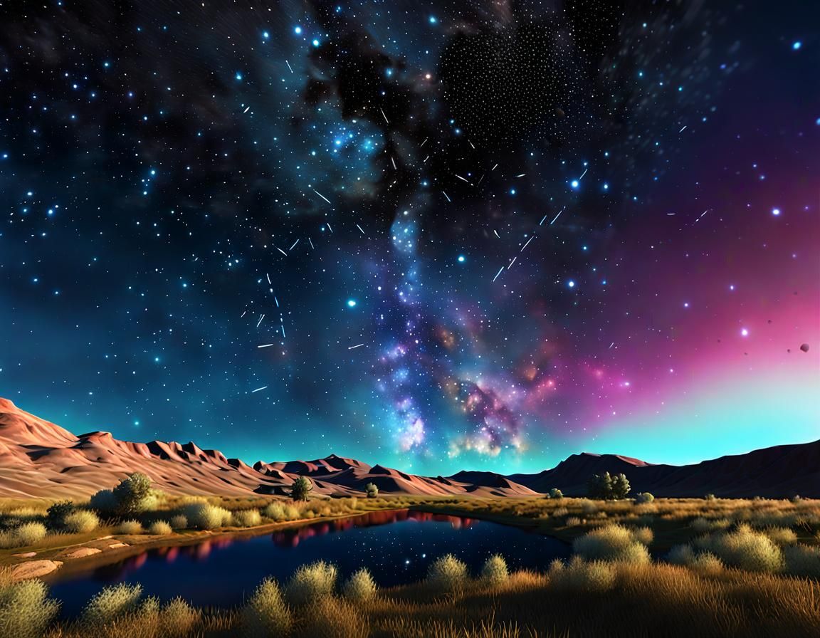 Beautiful summer night sky full of star_over_a_magnificent_landscape ...