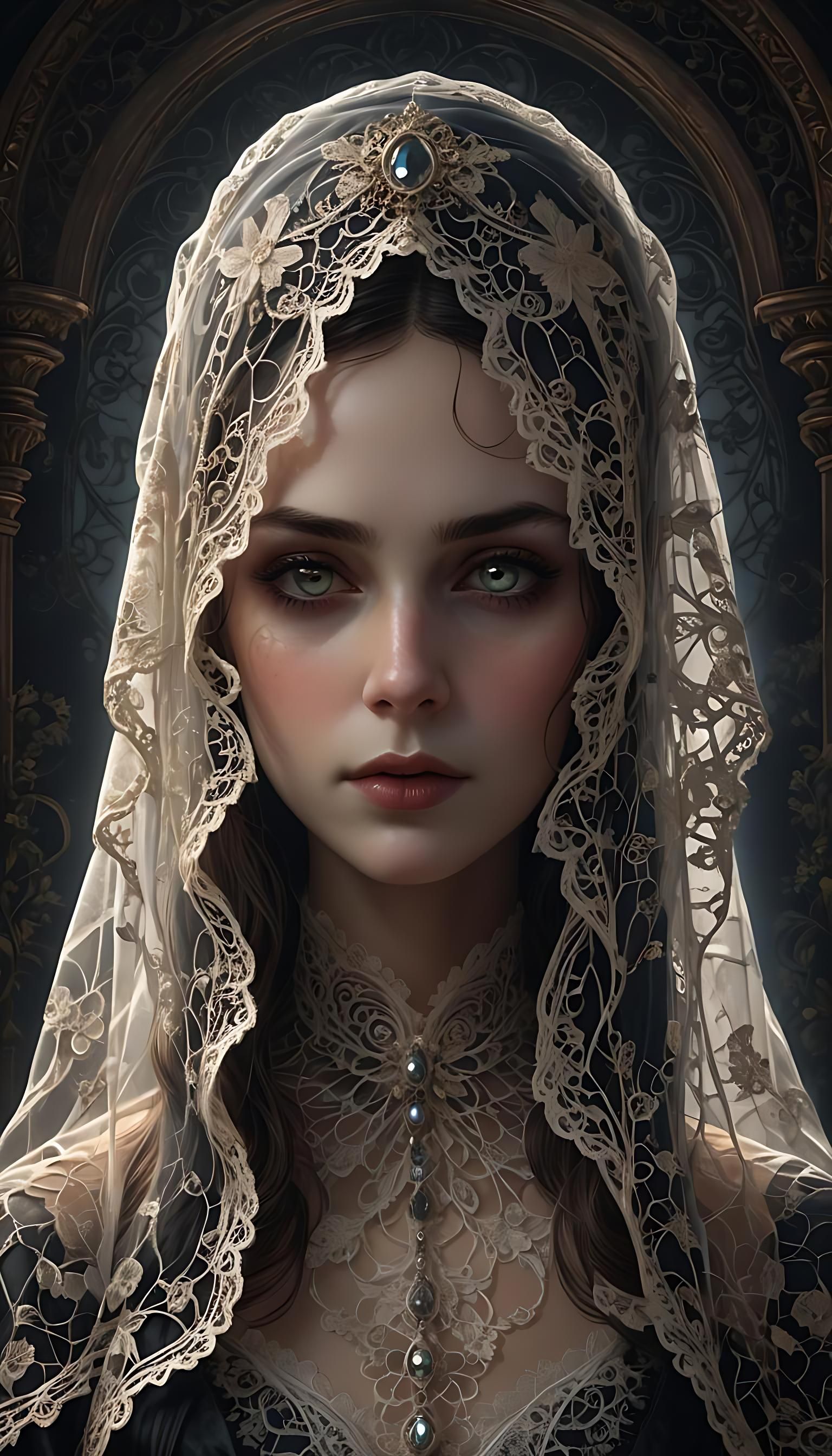 The Girl In The Lace Veil - AI Generated Artwork - NightCafe Creator