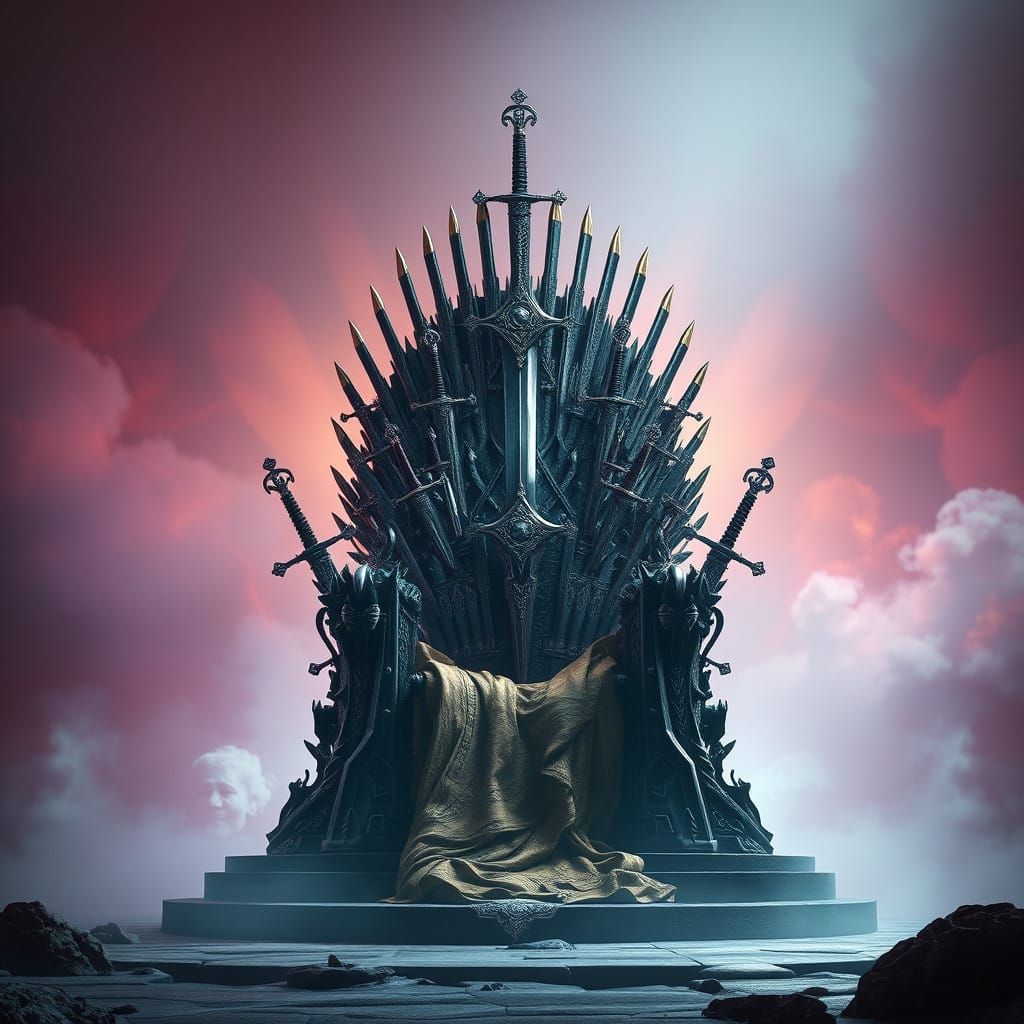 Swords Throne in Fantastical Matte Painting Style - AI Art