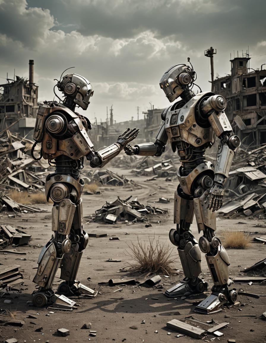 Two Robots High Hive - AI Generated Artwork - NightCafe Creator