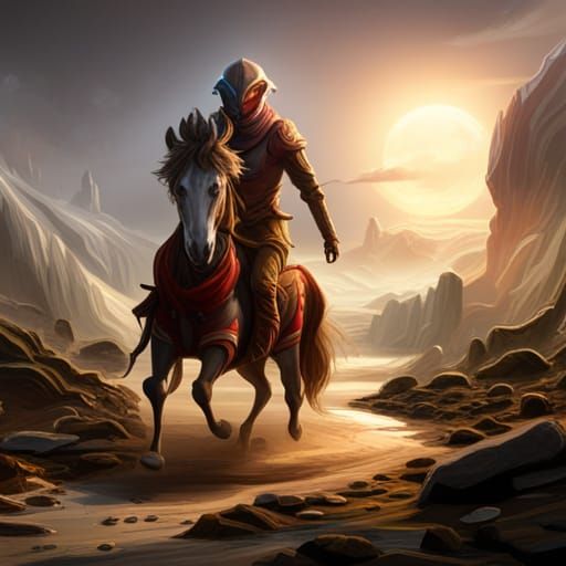 An alien riding a horse - AI Generated Artwork - NightCafe Creator