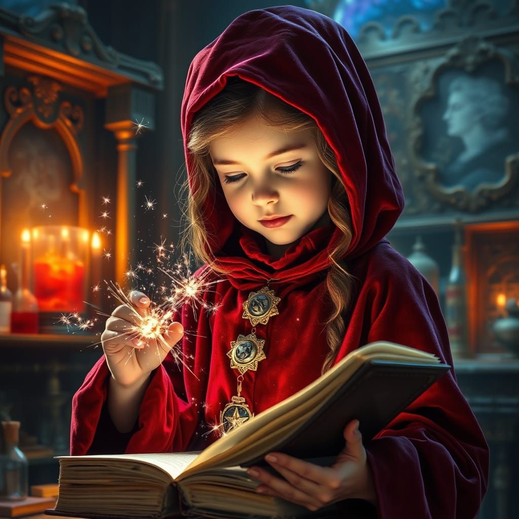 The Apprentice - Mystical Child Mage in Velvet Robes by Hol...