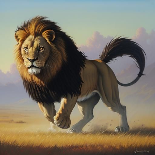 A giant lion but it's mane is spiky sharp quills. - AI Generated ...