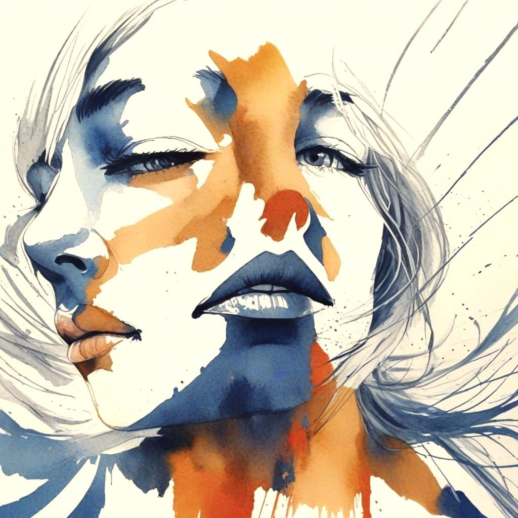 Vibrant, Imperfect Portraits in Mixed Media Style - AI Art