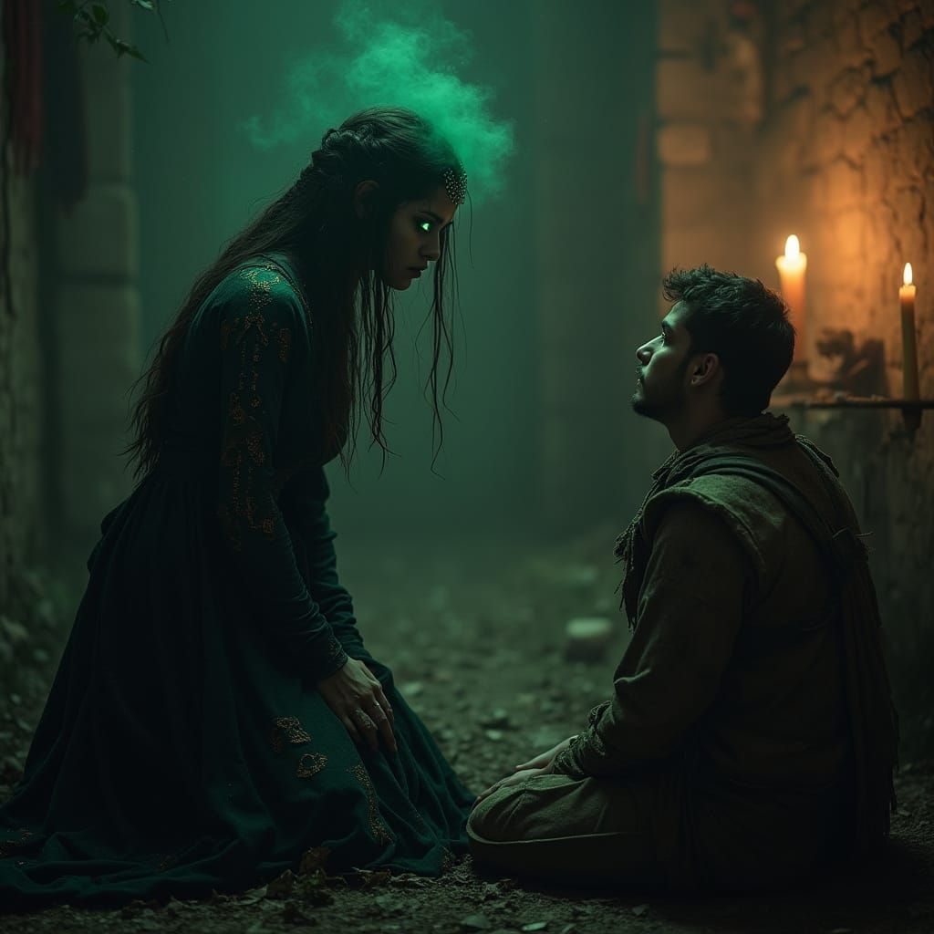 Enchanted Sorceress Commands Fervent Devotion - AI Art