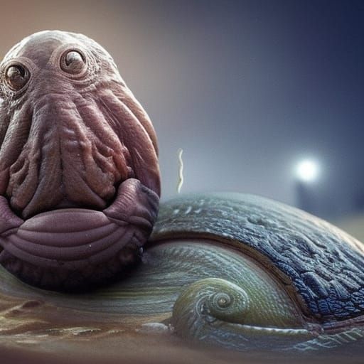 The slimy head of Mitch McConnell emerging from a snail shell - AI ...