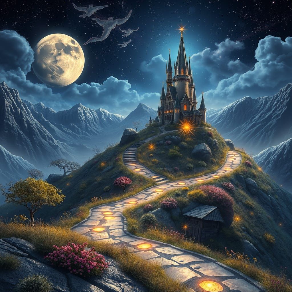 A magical moonscape - Magical Moonscape with Fairy Castles ...