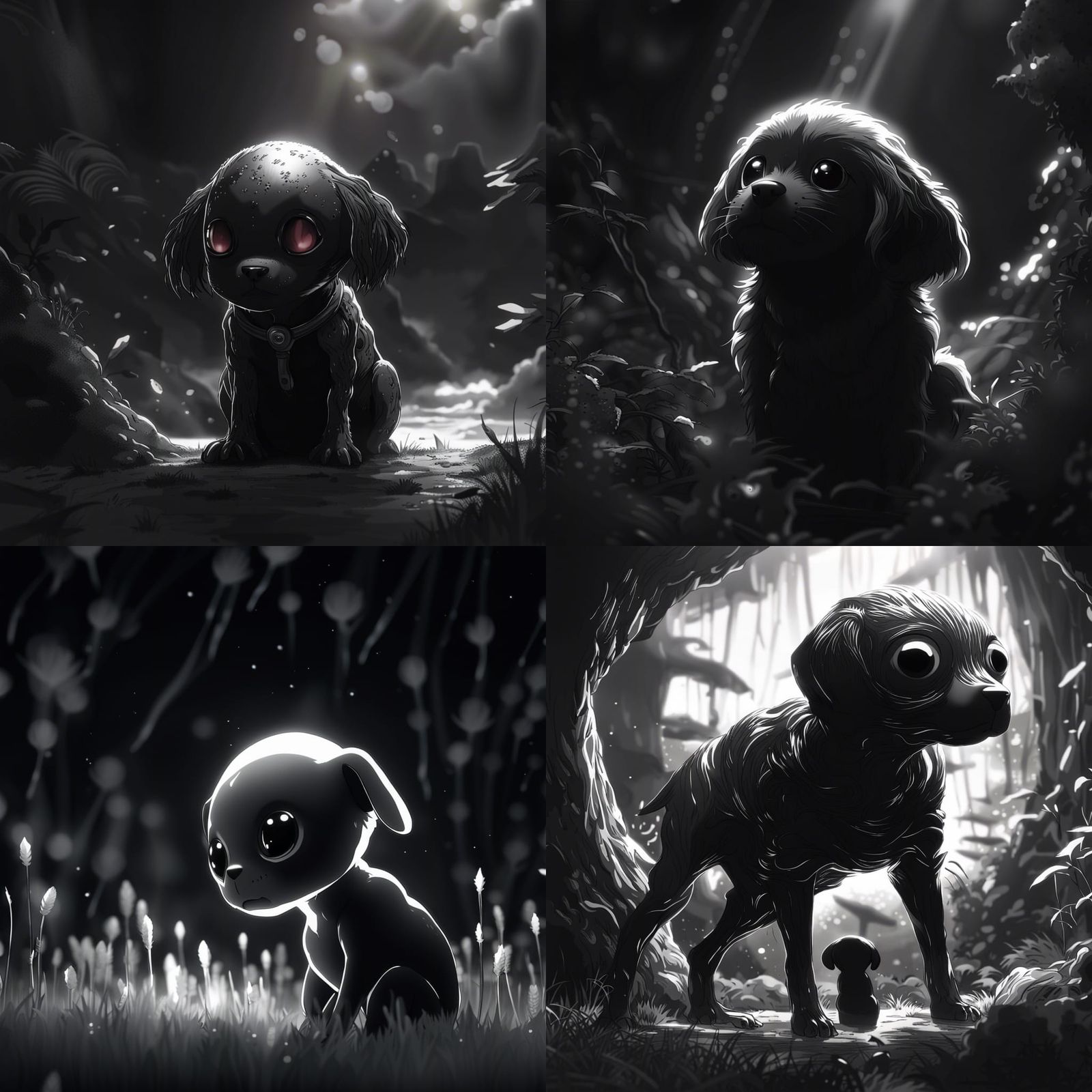 black and white alien puppy - AI Generated Artwork - NightCafe Creator