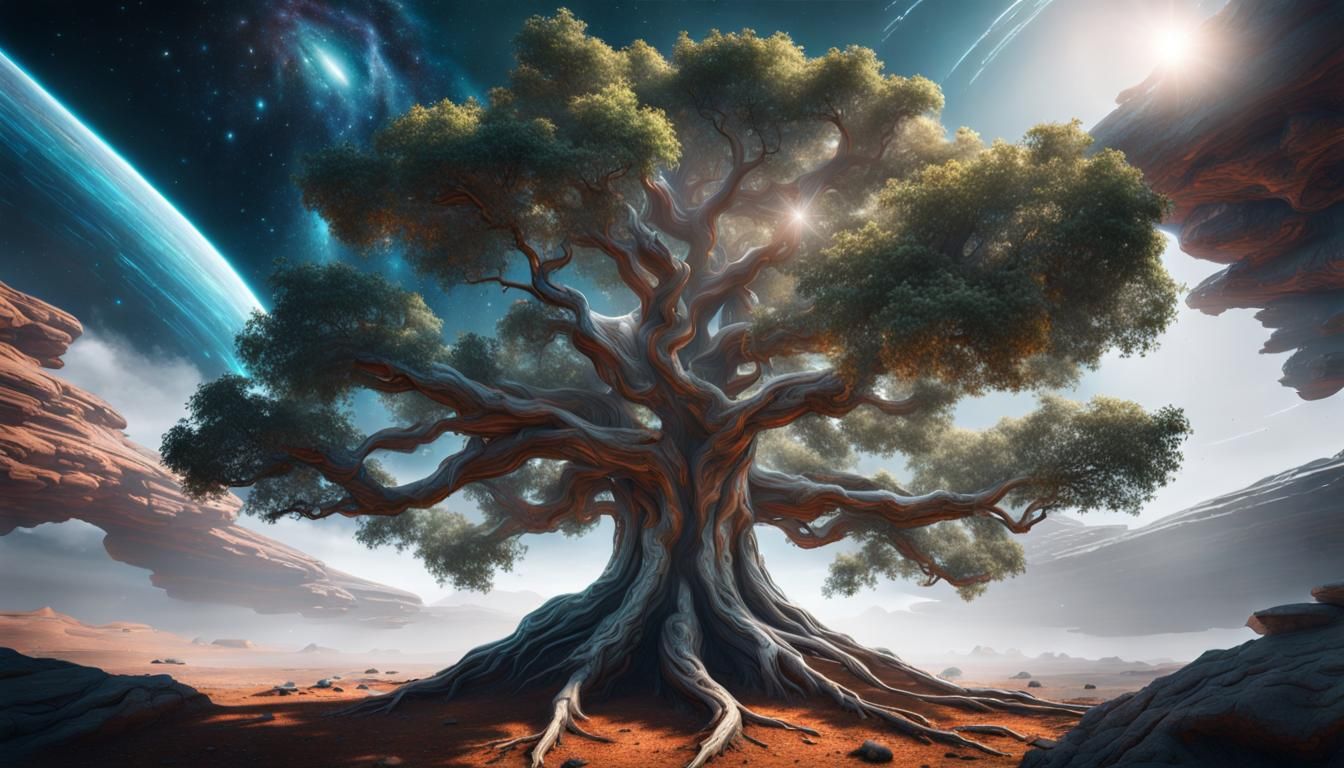 Eternal tree growing inside endless galaxy. - AI Generated Artwork ...