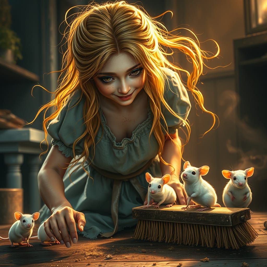 Hyper realistic breathtaking beautiful cinderella with golden hair ...