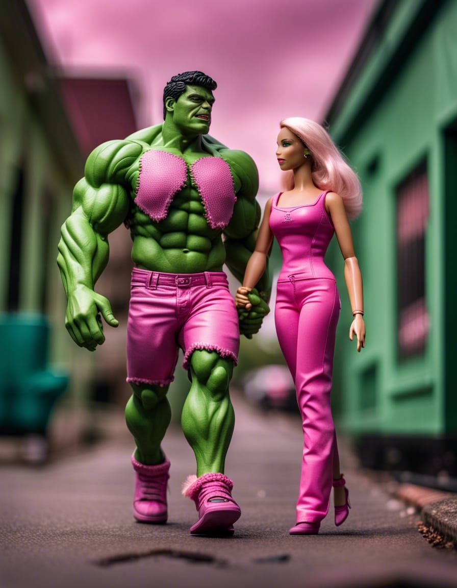 Hulk and Barbie as a couple - AI Generated Artwork - NightCafe Creator