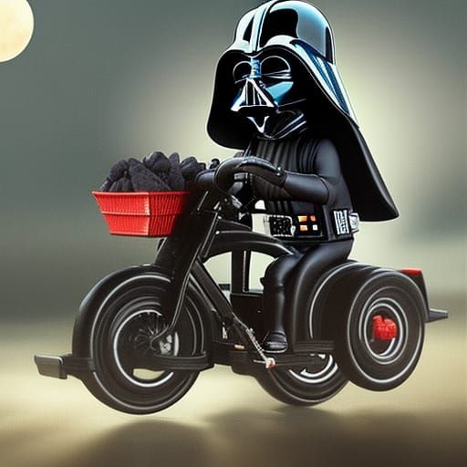 Darth Vader riding a tricycle chibi style - AI Generated Artwork ...