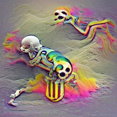 Skeleton in acid - AI Generated Artwork - NightCafe Creator