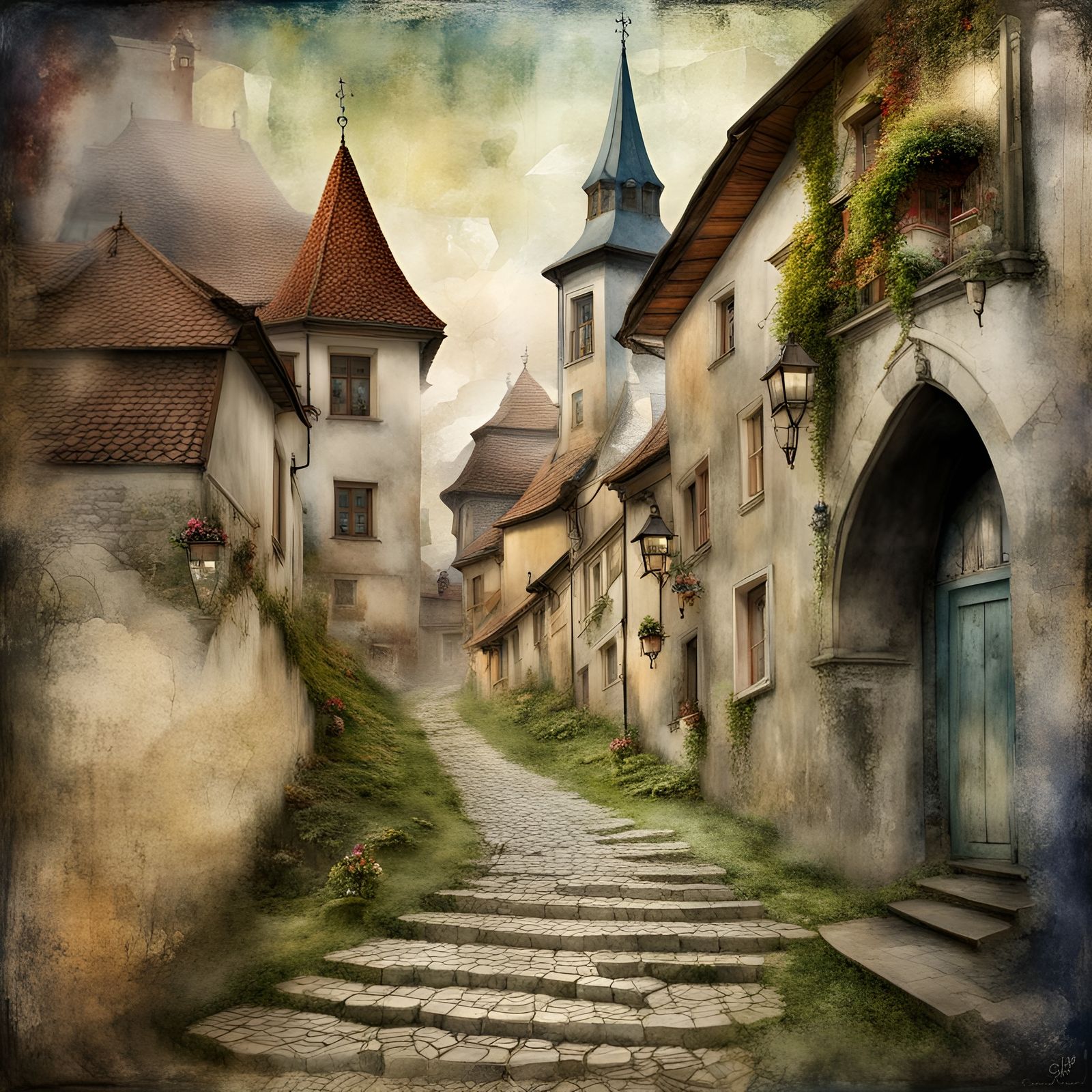 Medieval Town Dreamscape - AI Generated Artwork - NightCafe Creator