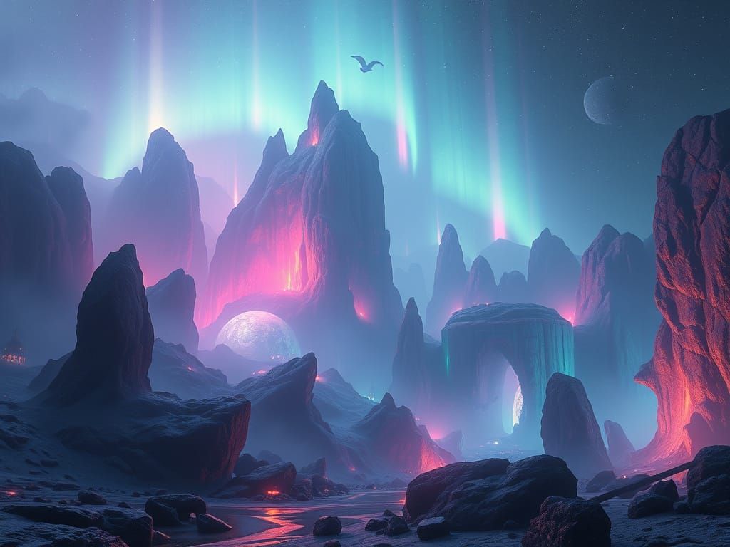 Ethereal Cyberpunk Realm in Vibrant, Cinematic Sur... - AI Art