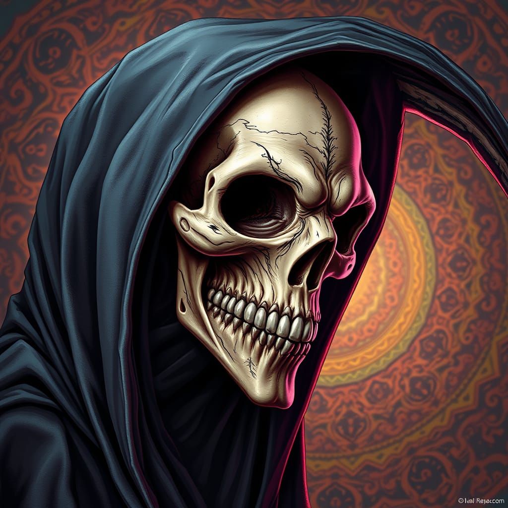 Gothic Reaper Portrait in Hyperrealistic Style - AI Art