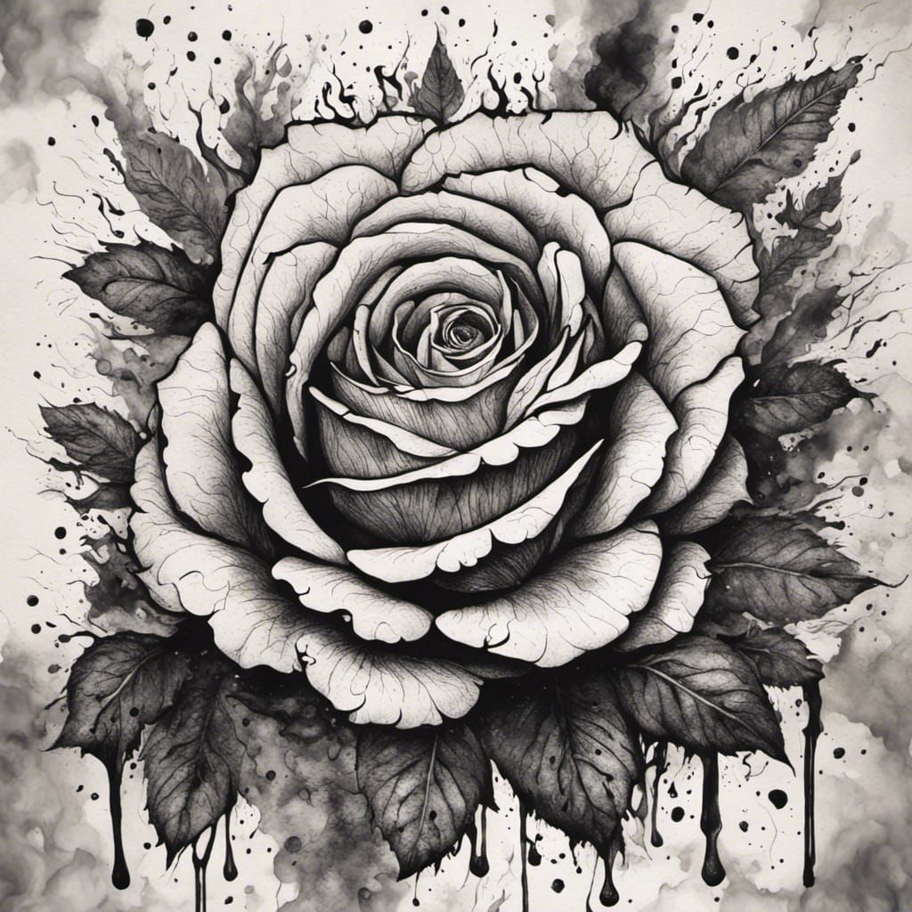 Ink Rose - AI Generated Artwork - NightCafe Creator