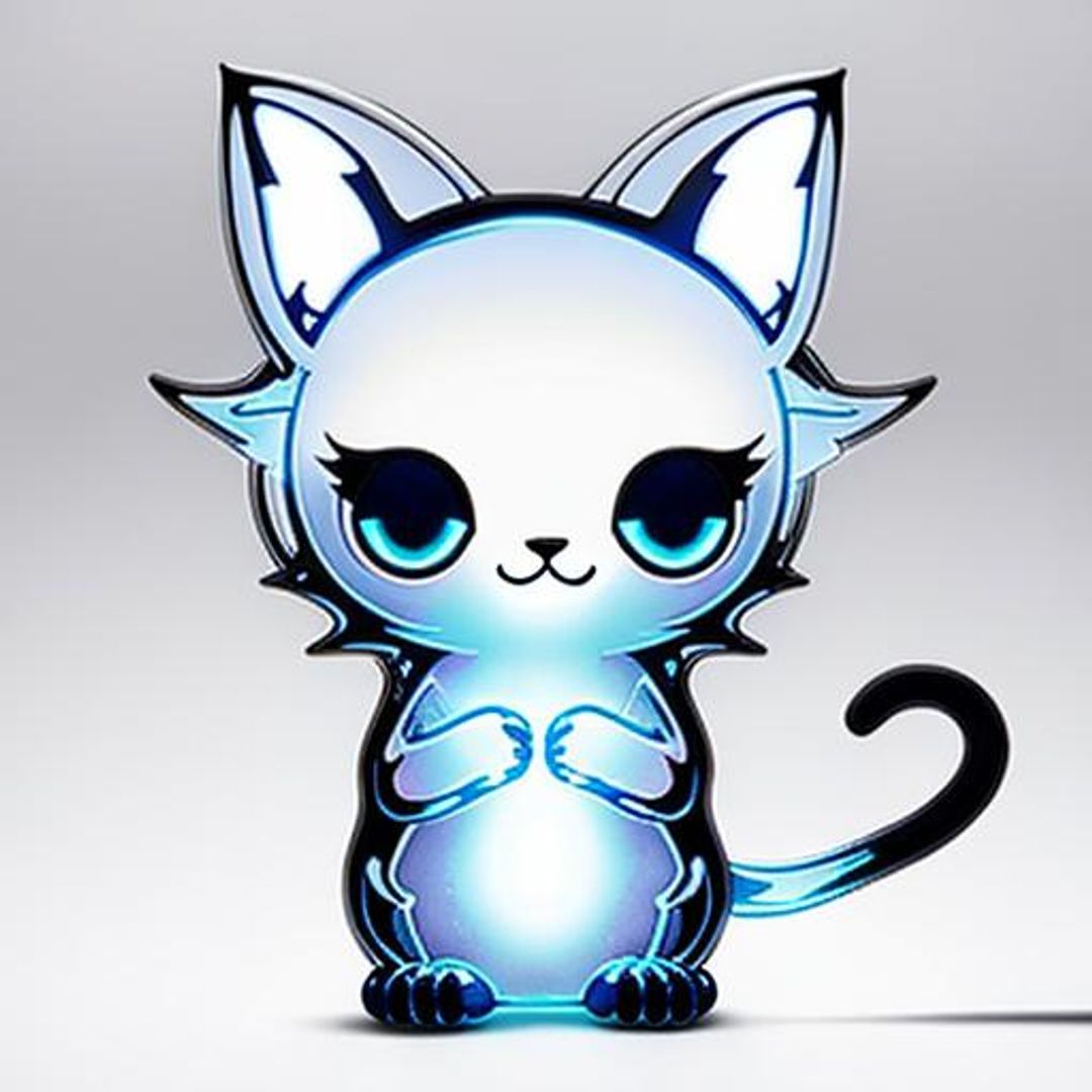 Adorable cute Bioluminescent chibi ghost cat, adorable ghostly cat semi ...