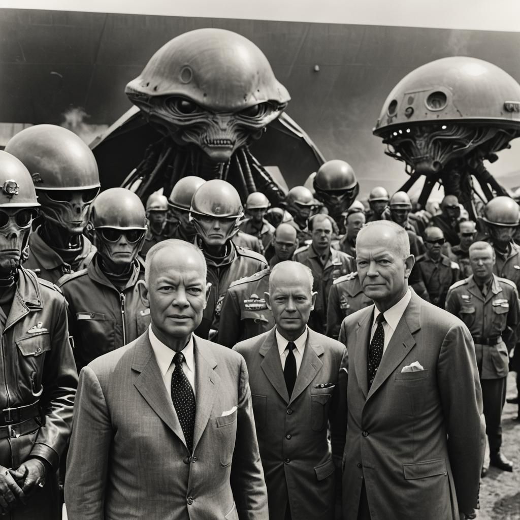 Ike meets aliens - AI Generated Artwork - NightCafe Creator