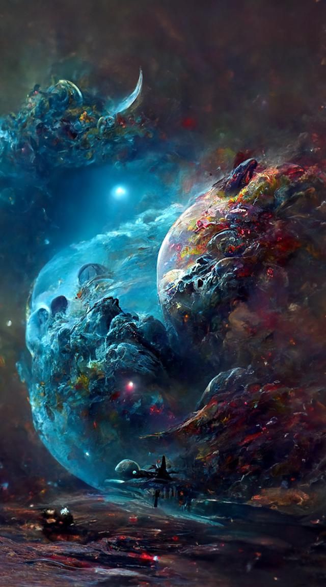 Beautiful space scene, detailed nebulas, stars, moons and planets in ...