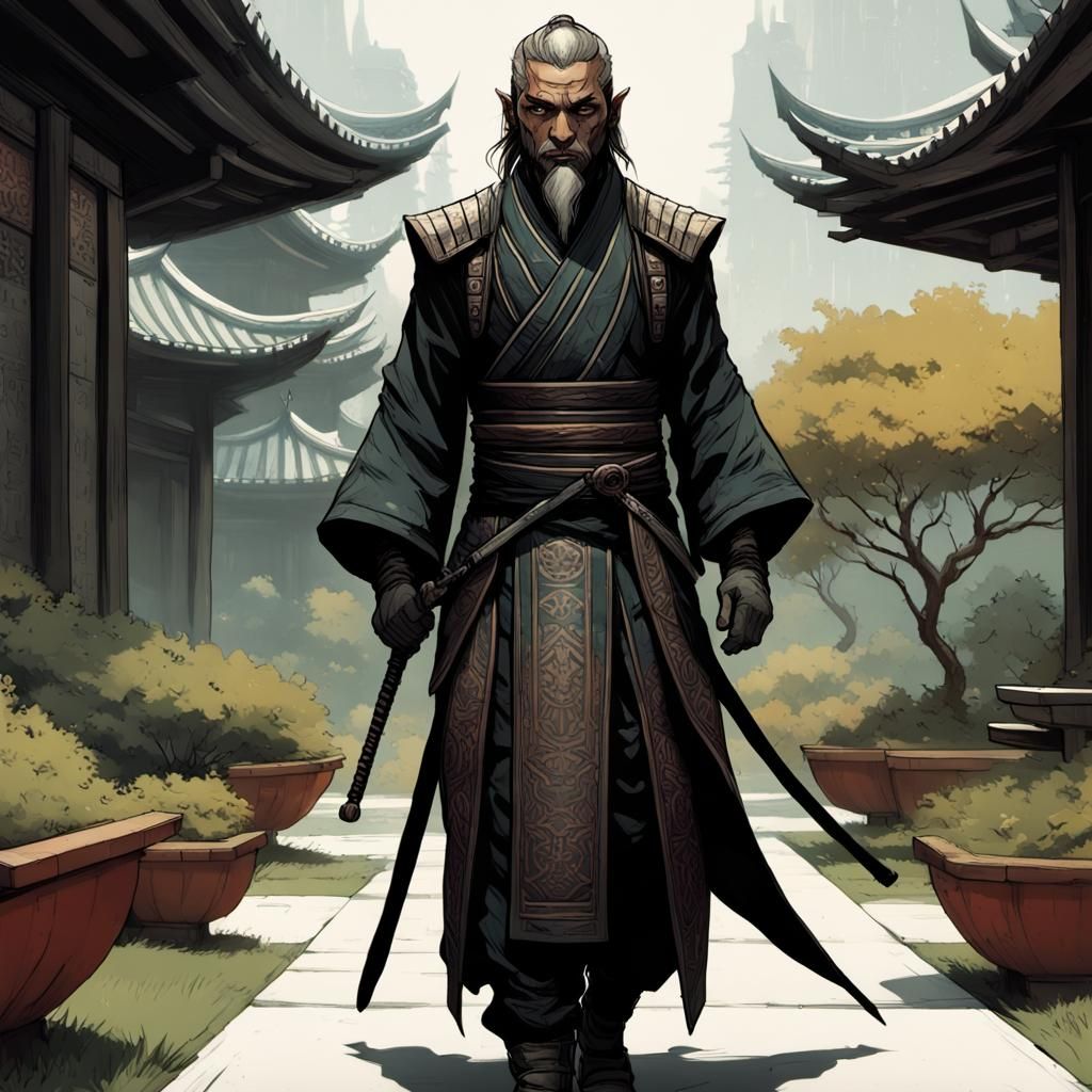 close-up of male fremen jedi ninja skyrim "mass effect" samurai Shaolin ...