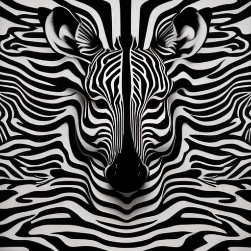 Surreal Zebra Optical Illusion in Cyberpunk Style - AI Art