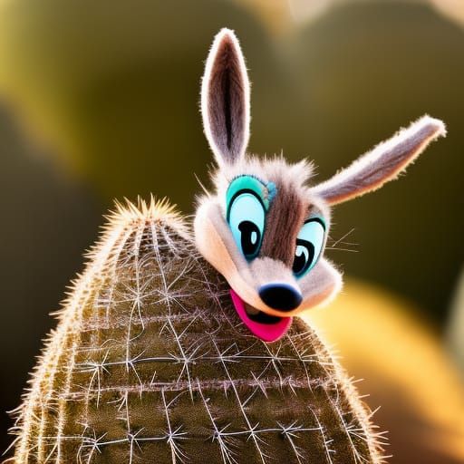 Coyote and Cactus - AI Generated Artwork - NightCafe Creator