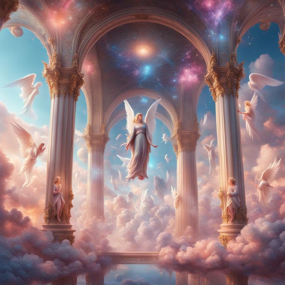 Beautiful, pastel art of heaven and angels, many pastel colors - AI ...