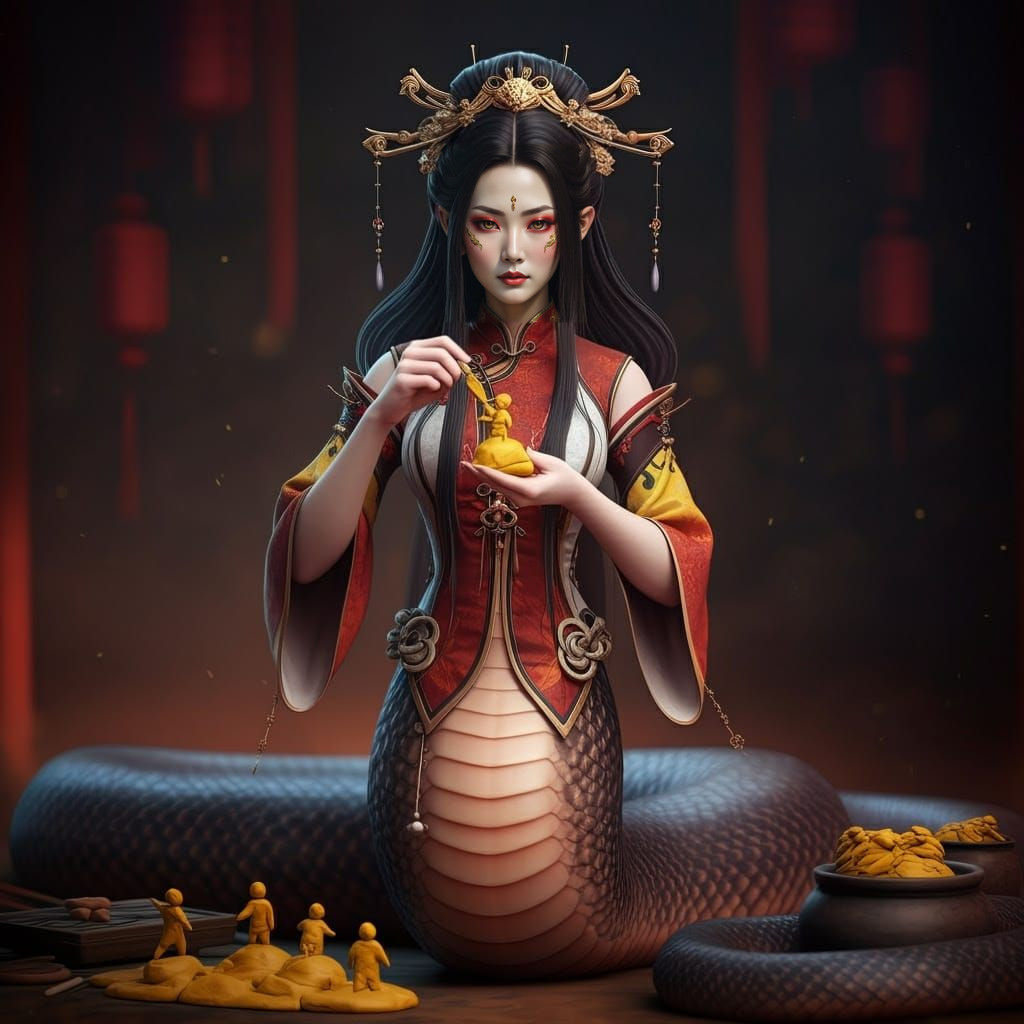 Nüwa 2 - Chinese Snake Goddess Nüwa in Han Dynasty Attire