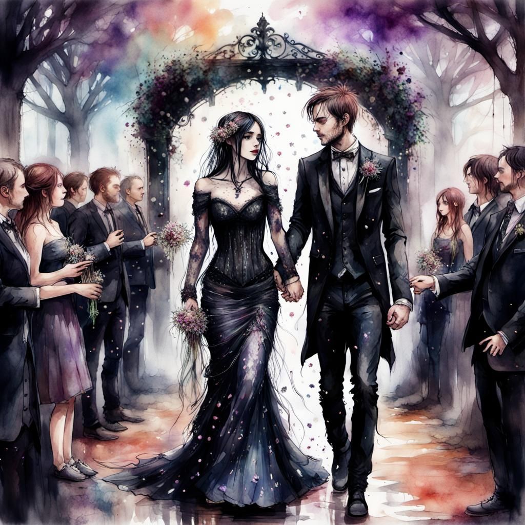 Beautiful black goth wedding, beautiful gothbride and handsome goth ...