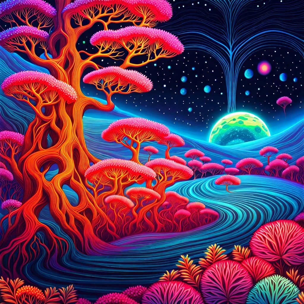 Aesthetically enhanced psychedelic mangrove 8k resolution holographic ...