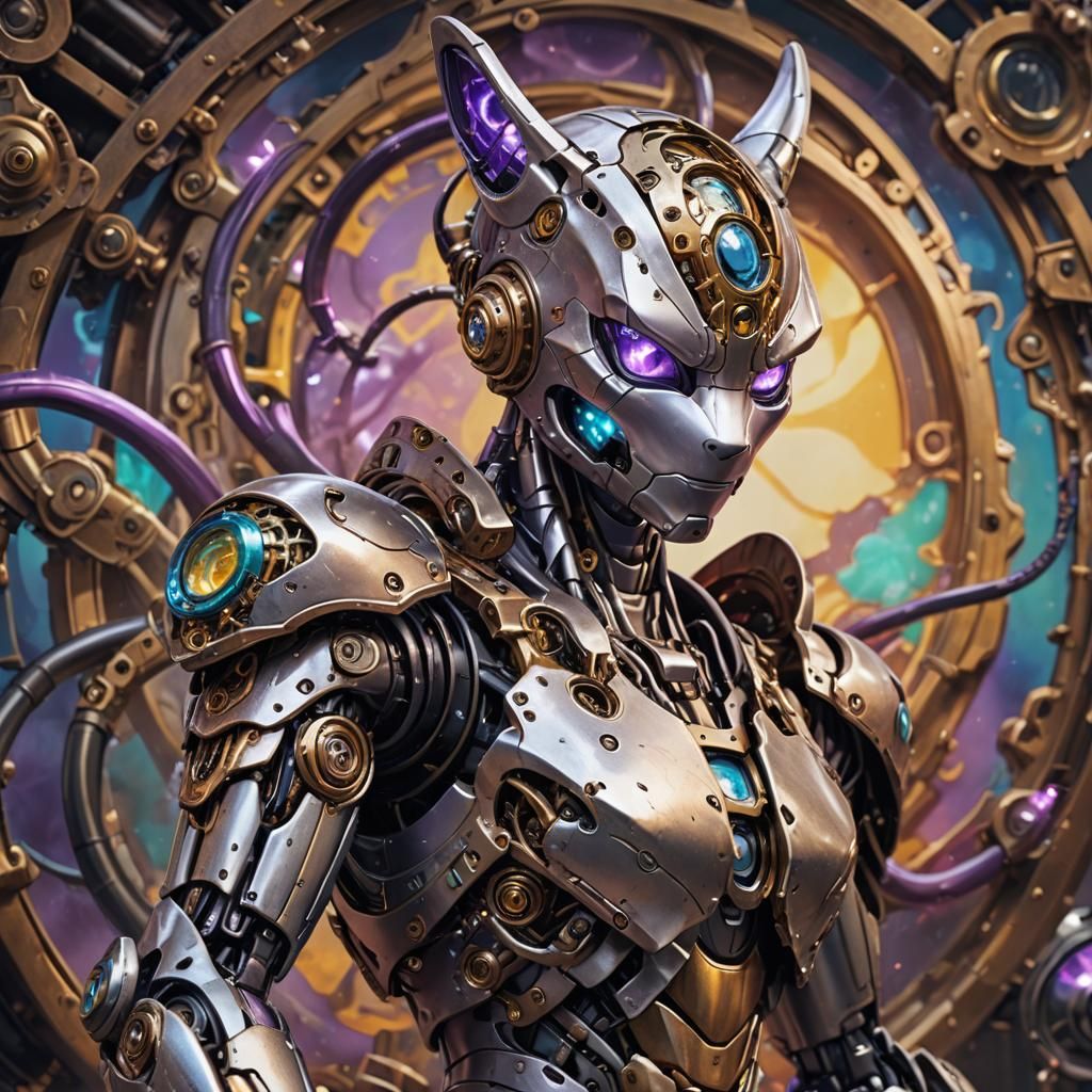 Steampunk Robot Mewtwo - AI Generated Artwork - NightCafe Creator