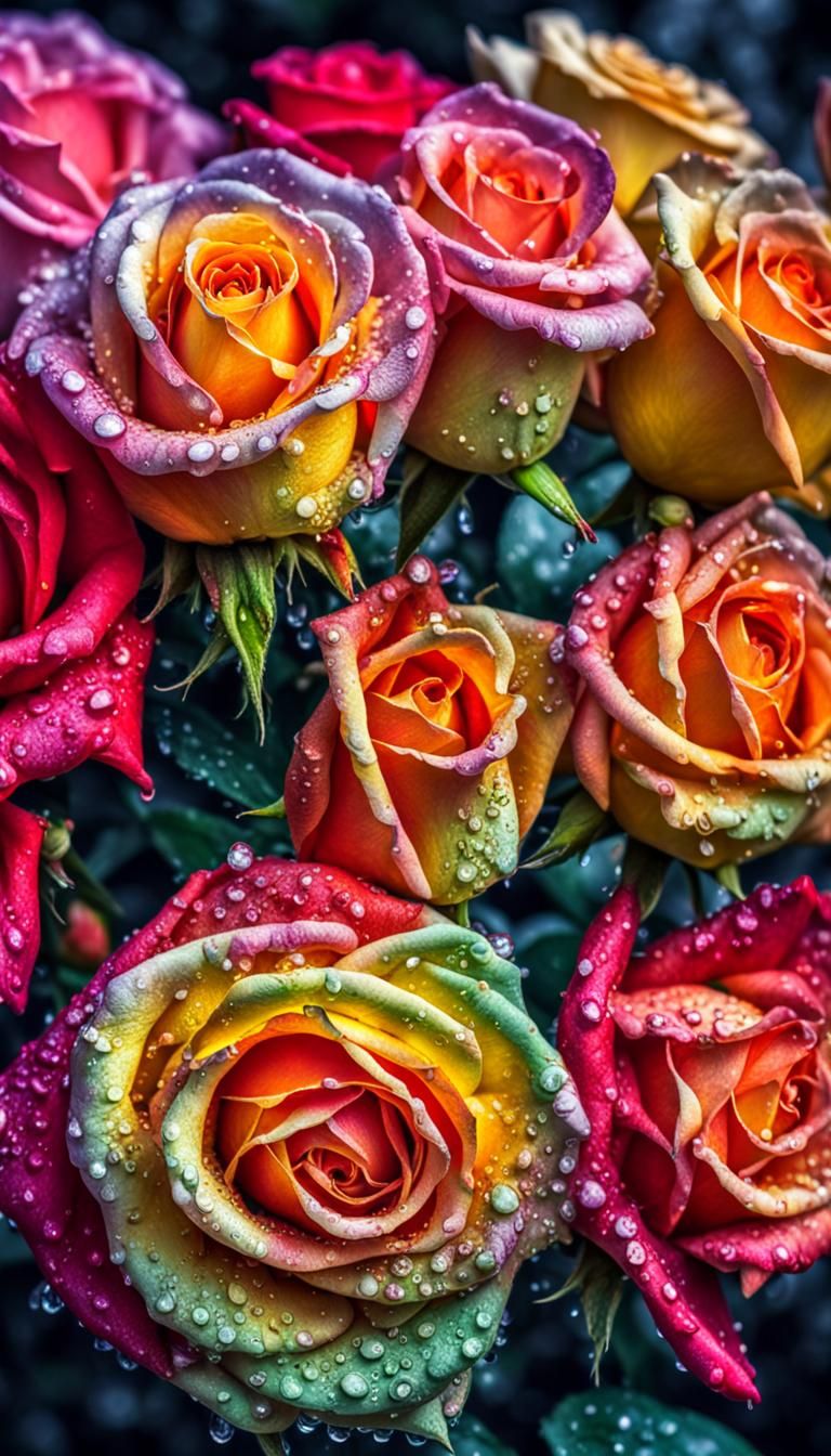 Roses after the rain. - AI Generated Artwork - NightCafe Creator