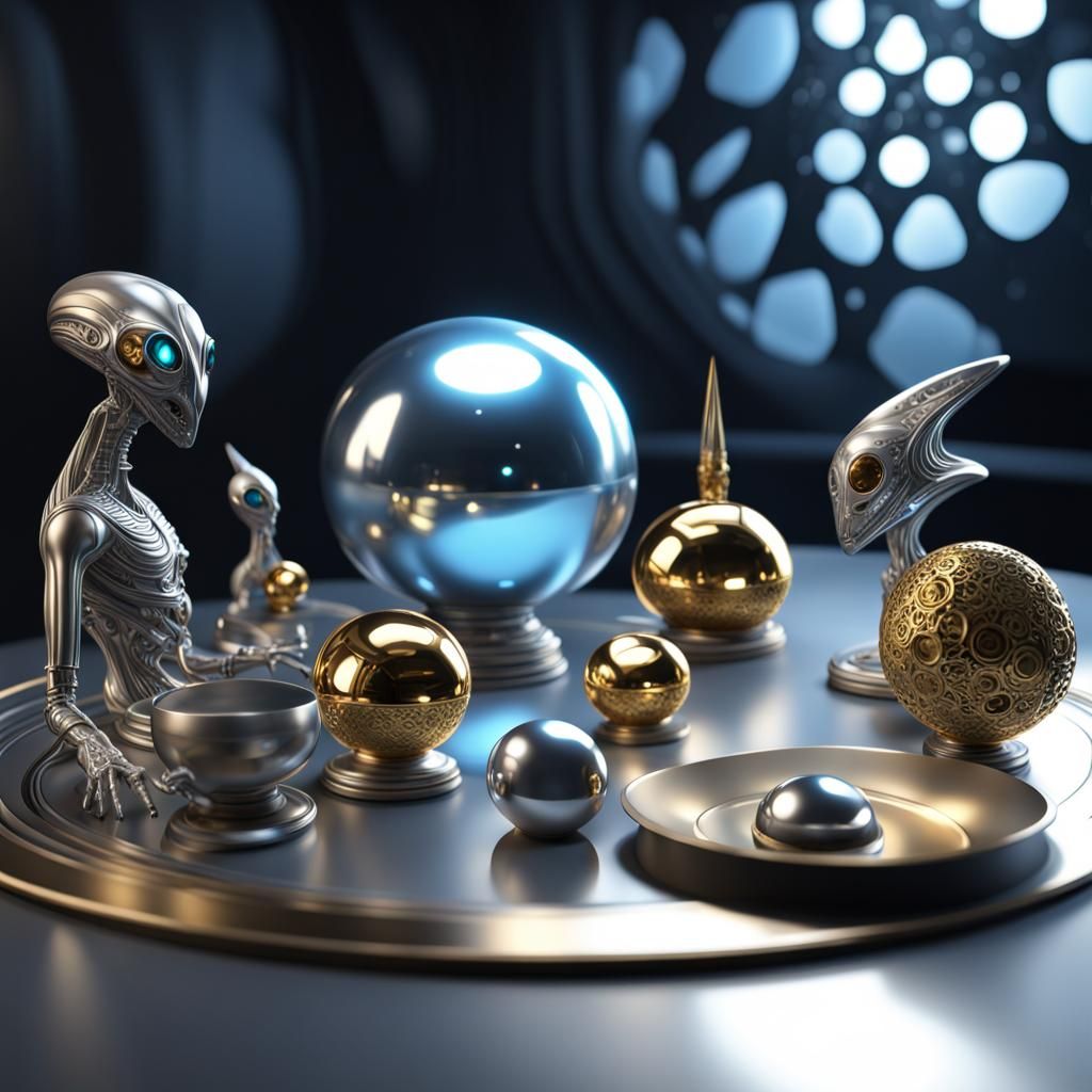 A group of intricate alien artifacts - AI Generated Artwork - NightCafe ...