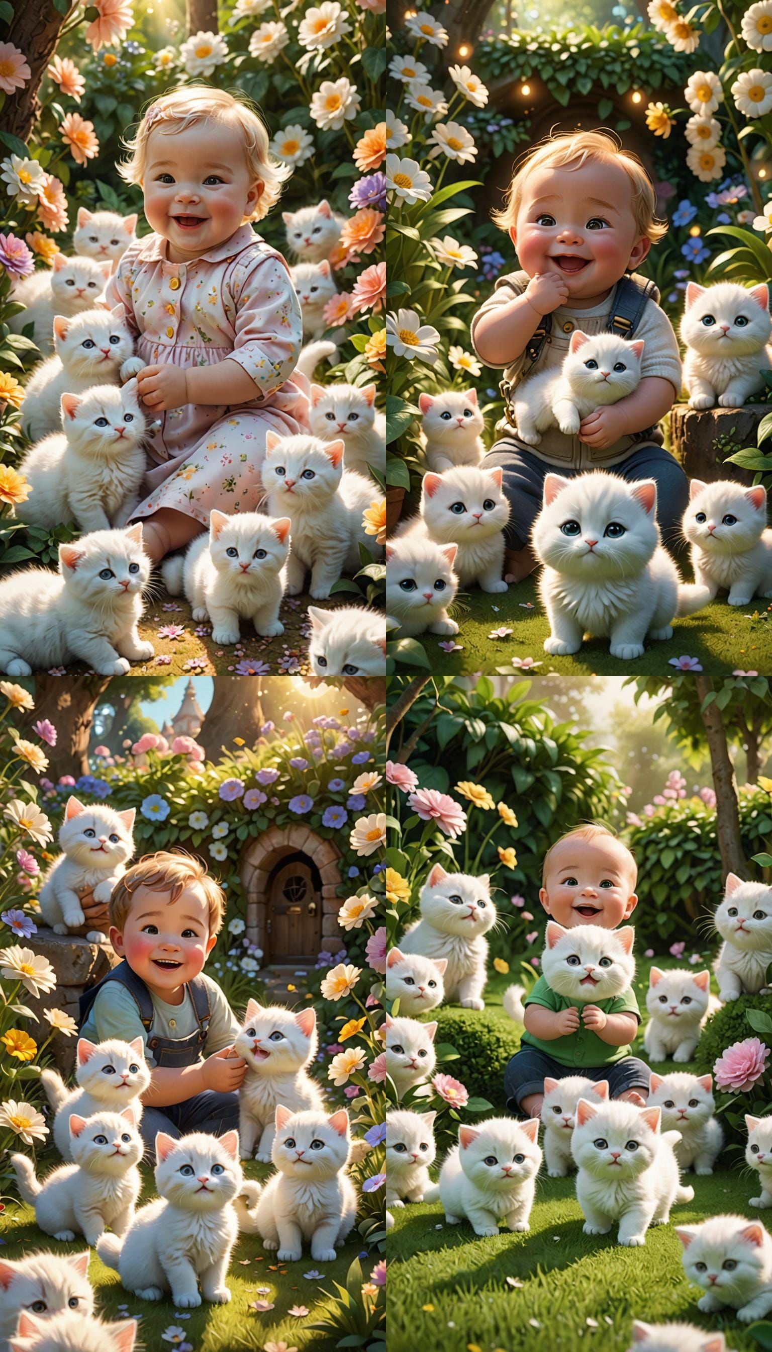 Playful Baby Girl in Whimsical Garden: 3D Digital ... - AI Art