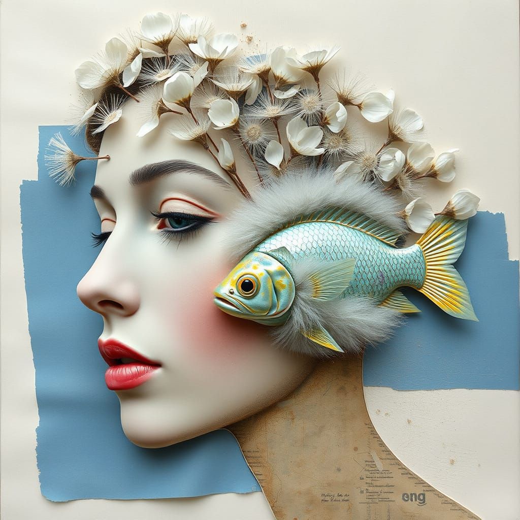 Woman with fluffy fish - Woman with fluffy fish