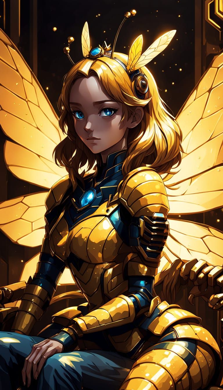 queen bee - Anime Queen Bee Goddess with Iridescent Wings an...