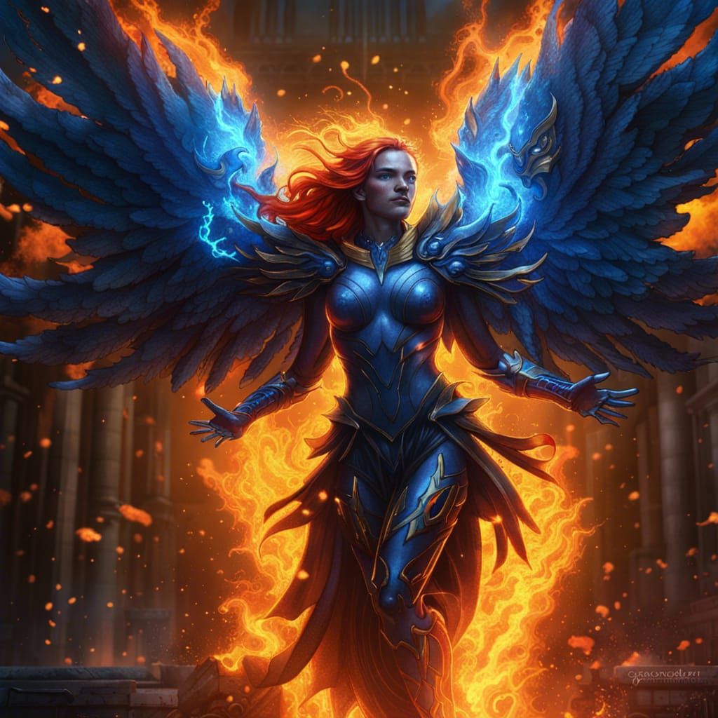 Blue flame Phoenix - AI Generated Artwork - NightCafe Creator