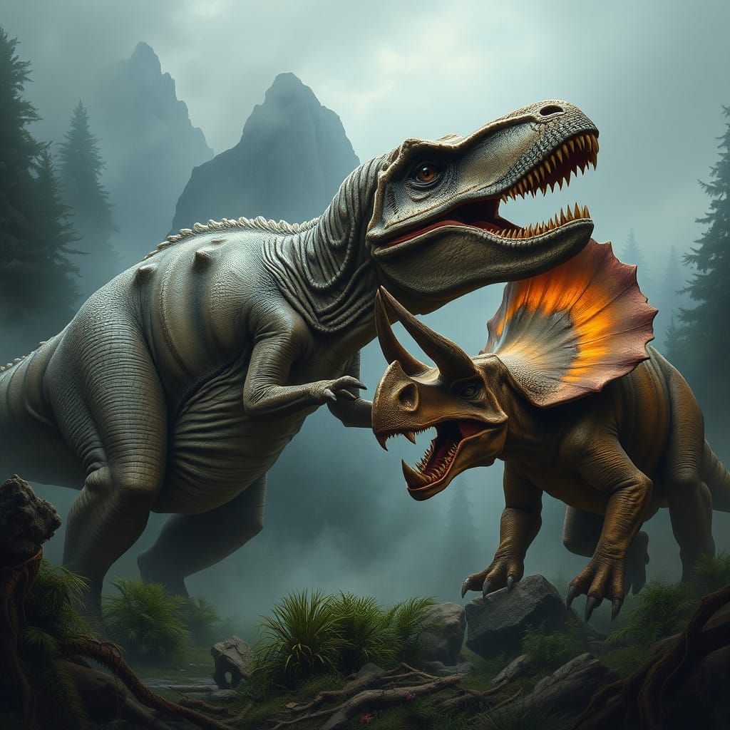 T-Rex Fighting Triceratops - T-Rex Fighting Triceratops