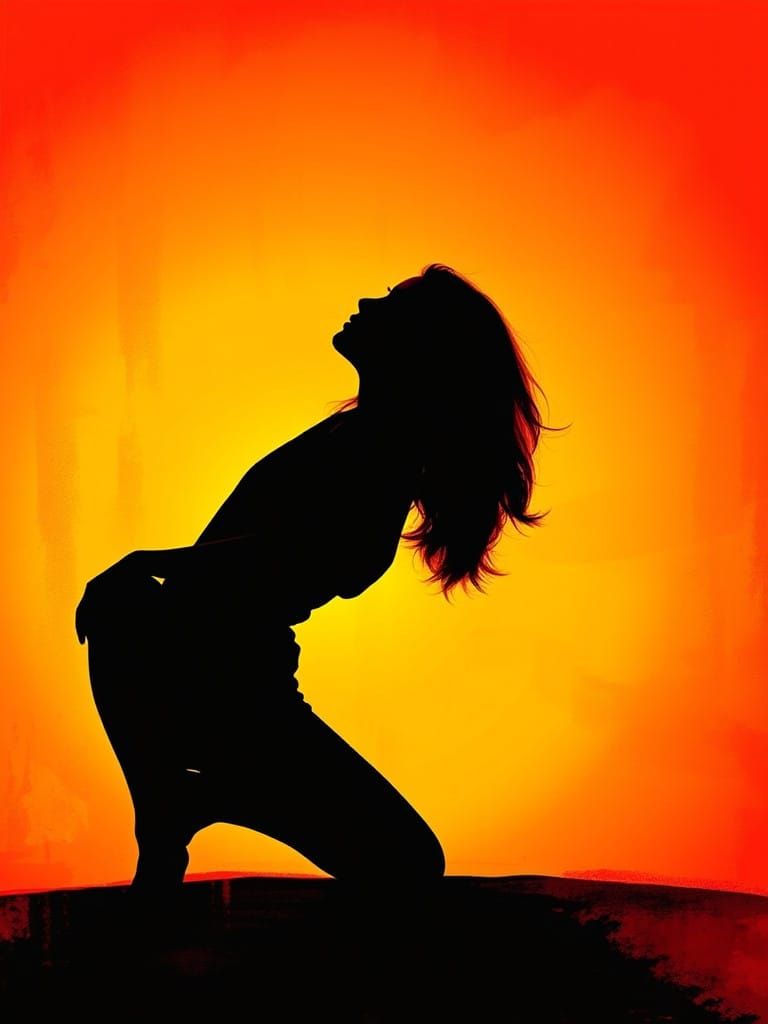 shadow outline - Vibrant Shadow Silhouette in Gradient Hues